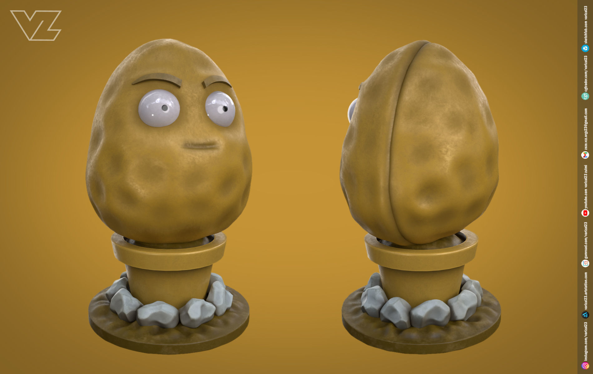 3D model Plants vs Zombies - Wall Nut - 7 File Types - PBR Material VR / AR / low-poly | CGTrader