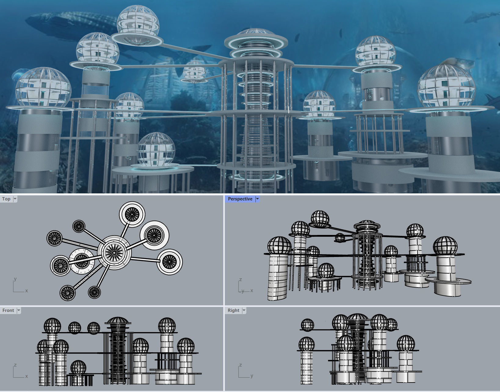 Futuristic Underwater City 3D model | CGTrader