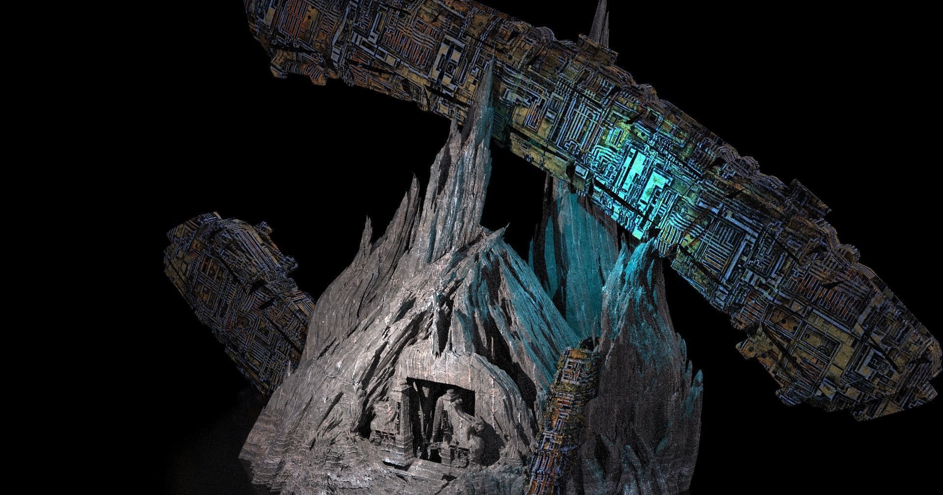 Crashed Engineer ship inspired cliffs 3D 3D model | CGTrader
