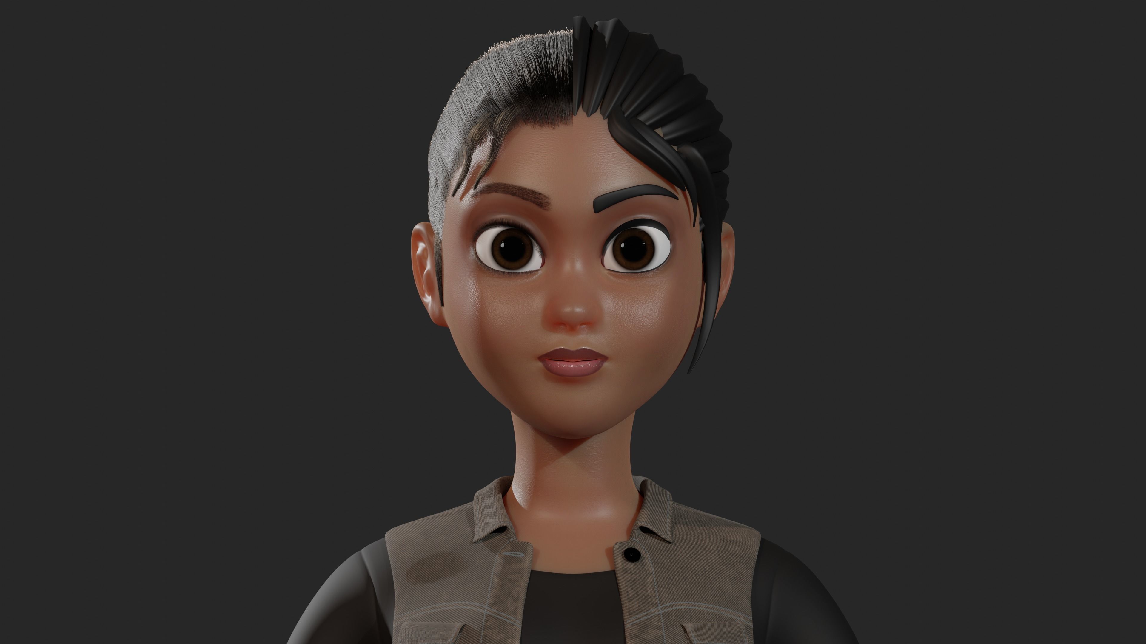 3D model Black Girl Cartoon Character Celia VR / AR / low-poly | CGTrader