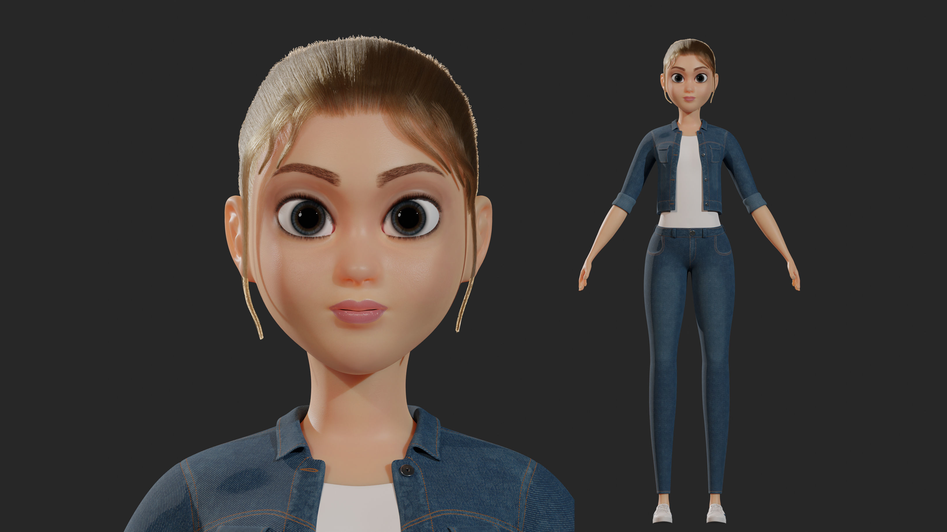 3D model White Girl Cartoon Character Michelle VR / AR / low-poly ...