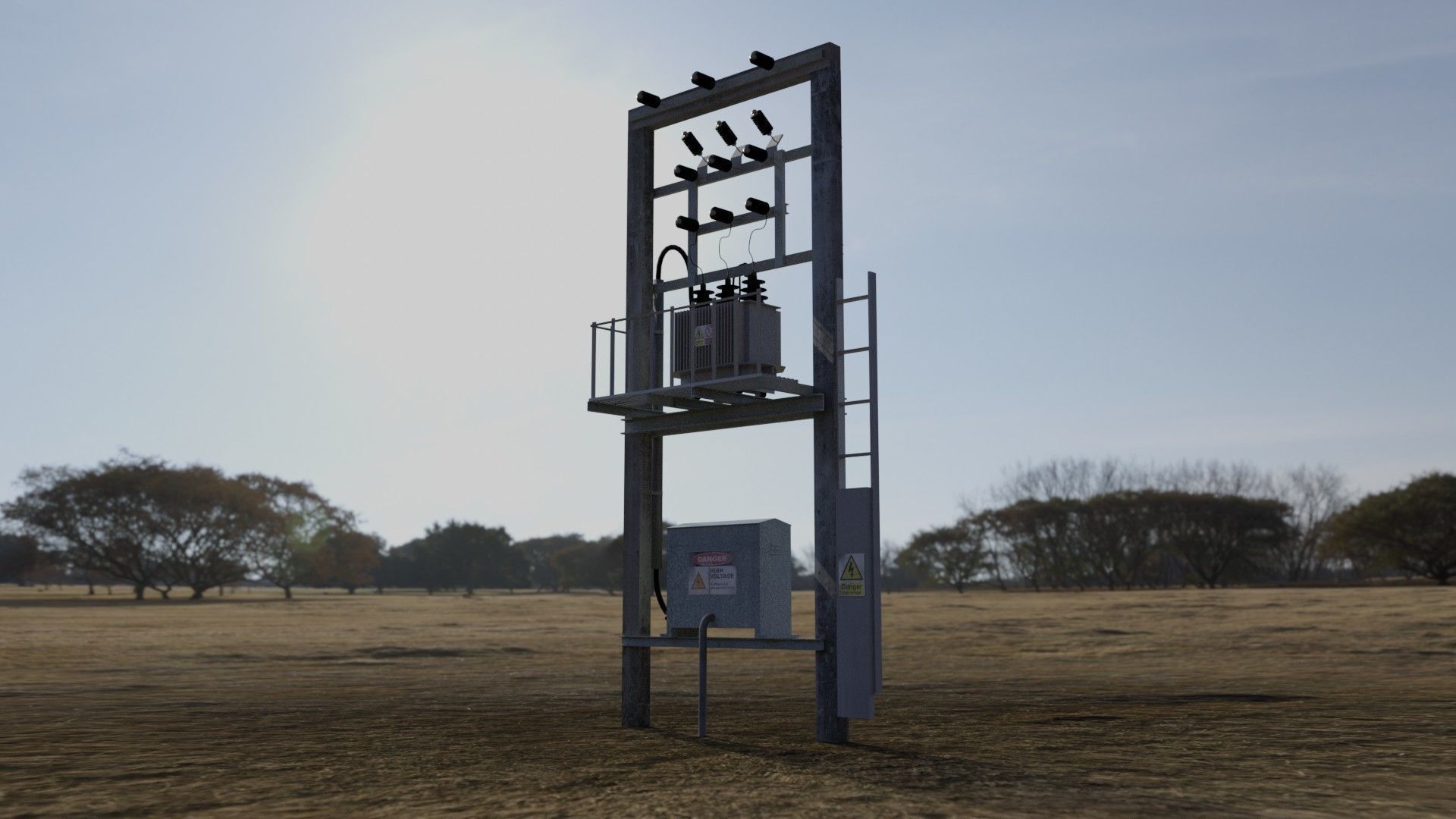 3D model pole-mount transformer VR / AR / low-poly | CGTrader