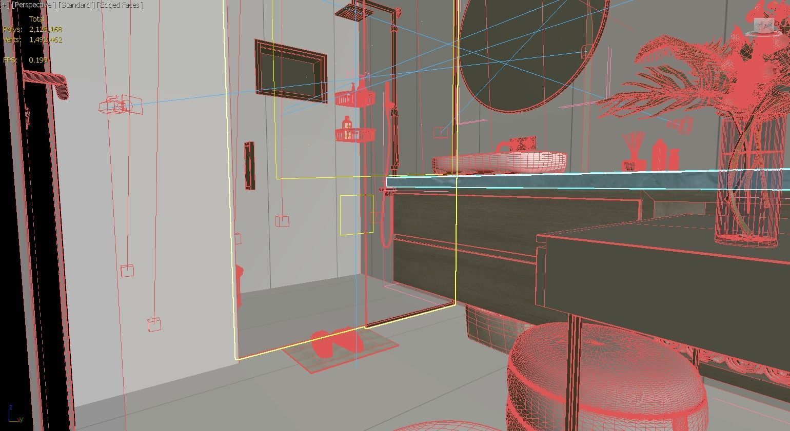 master Bathroom and shower in modern style 3D model low poly free VR ...