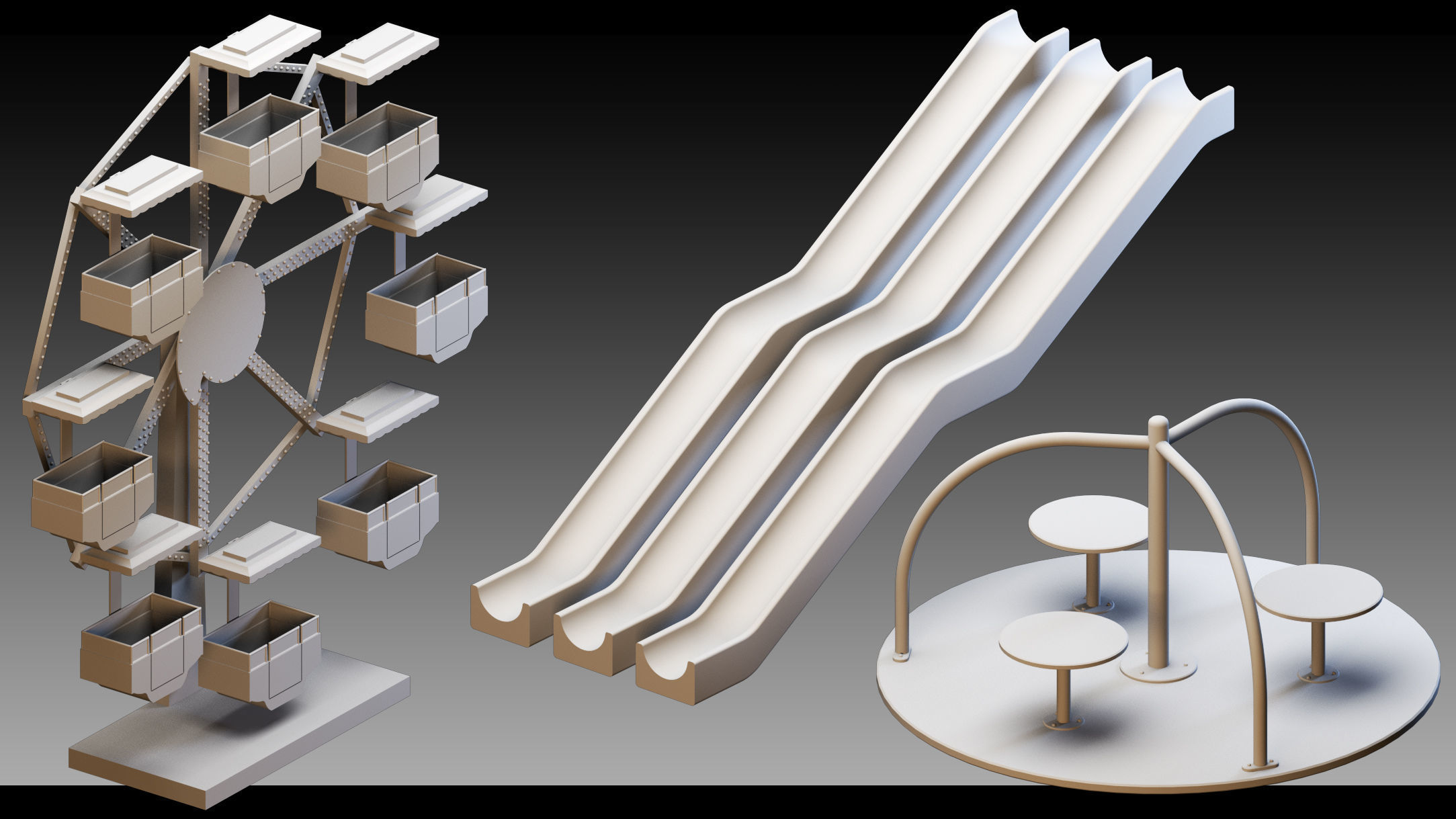 33 Funfair Objects- Vol 01- High detail 3d models 3D model | CGTrader