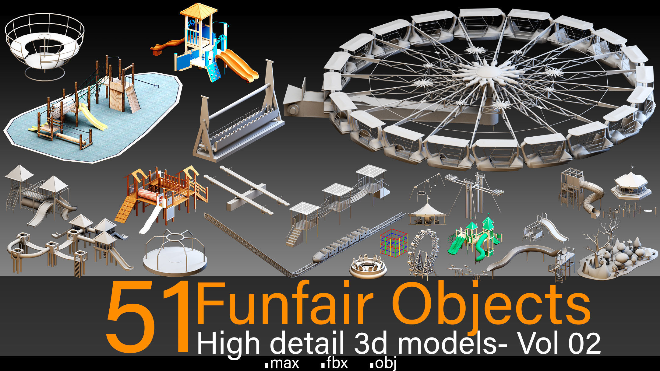 51 Funfair Objects- Vol 02- High detail 3d models 3D model | CGTrader