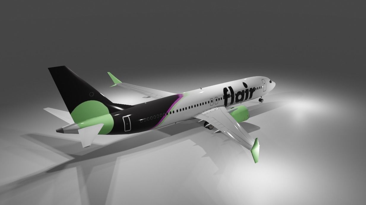 3D model Flair airlines Boeing 737 max 8 3d model with cockpit VR / AR ...