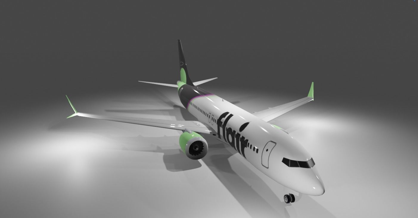 3D model Flair airlines Boeing 737 max 8 3d model with cockpit VR / AR ...