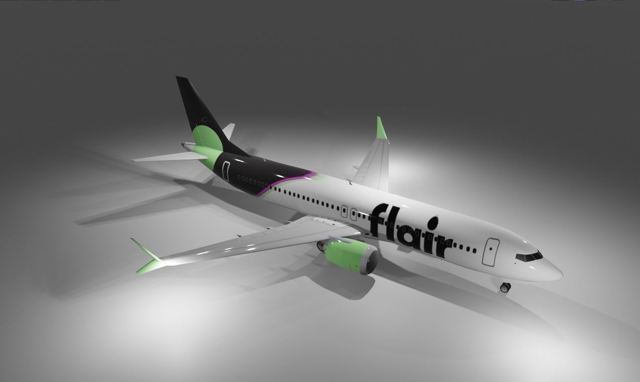 3D model Flair airlines Boeing 737 max 8 3d model with cockpit VR / AR ...