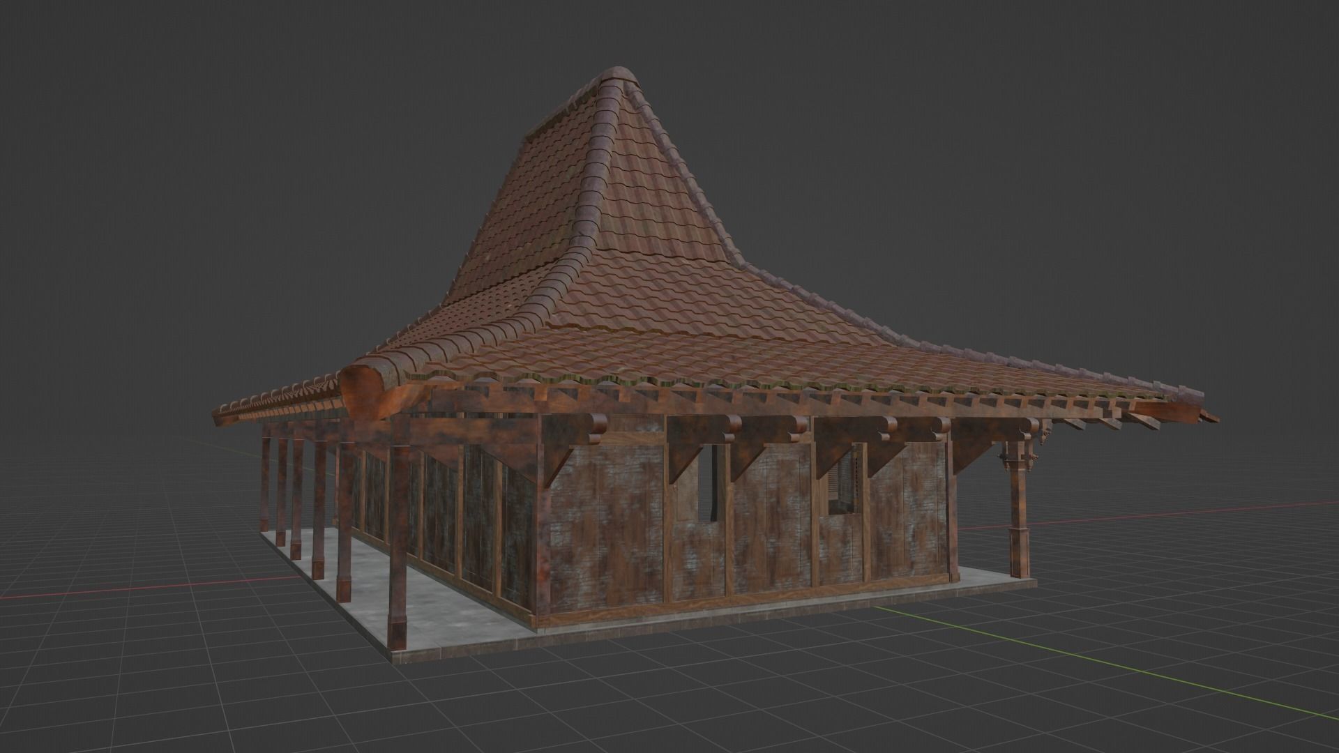 3D model Rumah Joglo Javanese traditional house VR / AR / low-poly ...