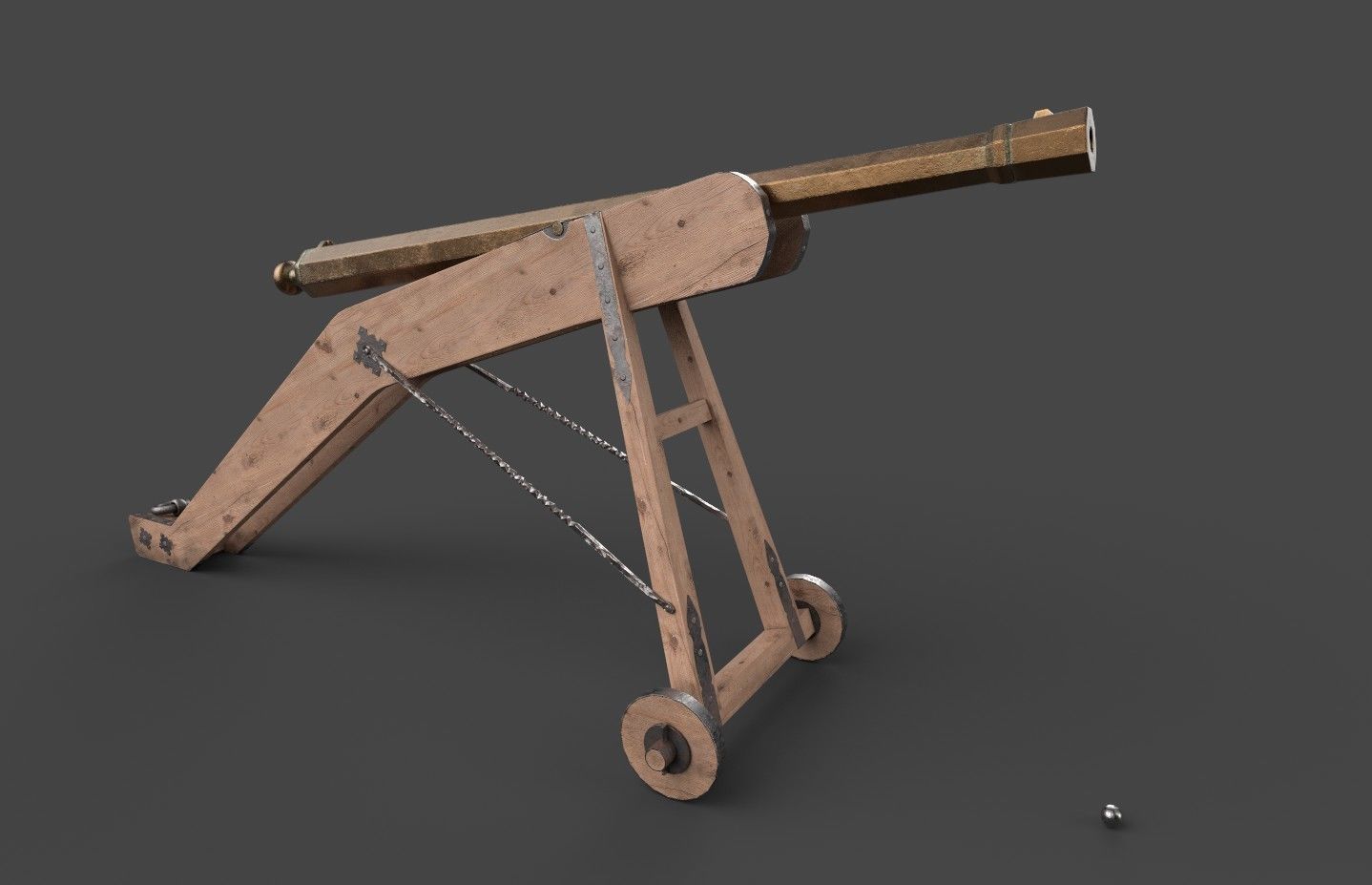3D model Medieval 16th century falconet cannon on mount VR / AR / low ...
