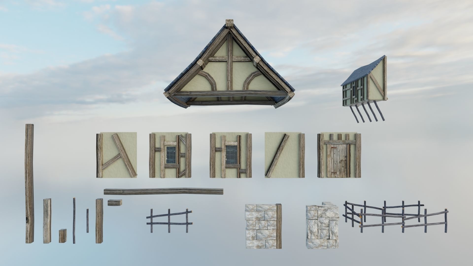 Medieval House Collection Low Poly free VR / AR / low-poly 3D model ...