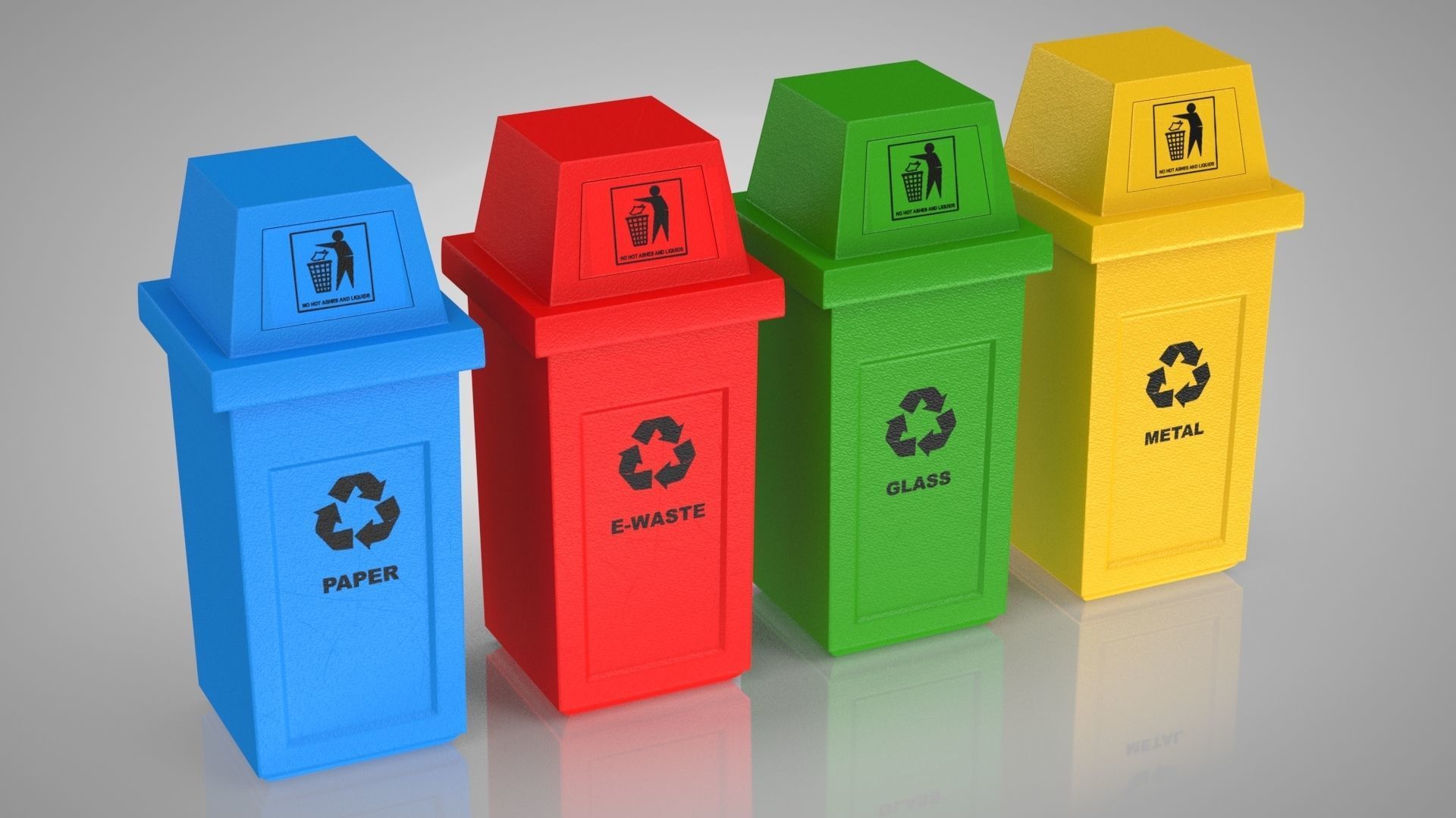 3D model Colored Recycle Bins Dirty and Clean TXRs VR / AR / low-poly ...