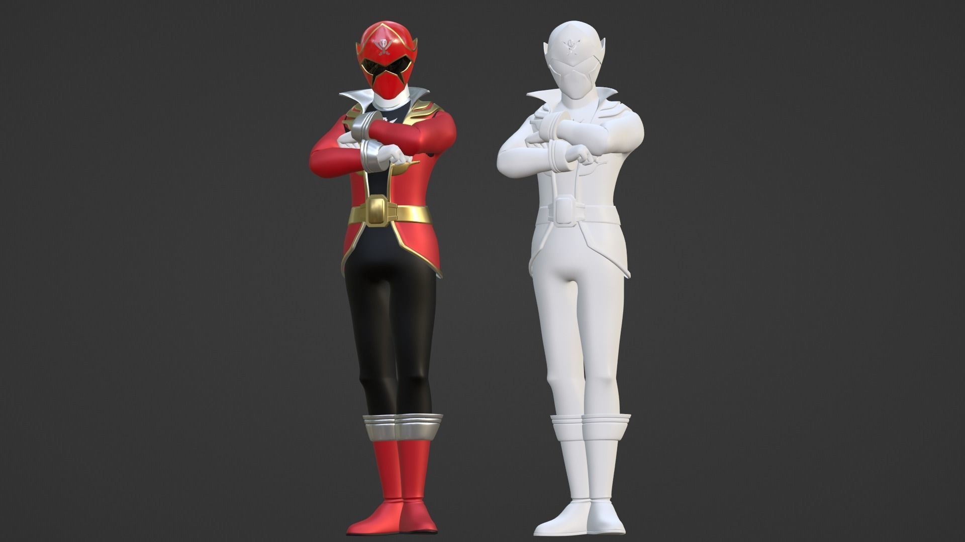 Red Pirate Ranger - Power Rangers Pirates 3D model rigged | CGTrader