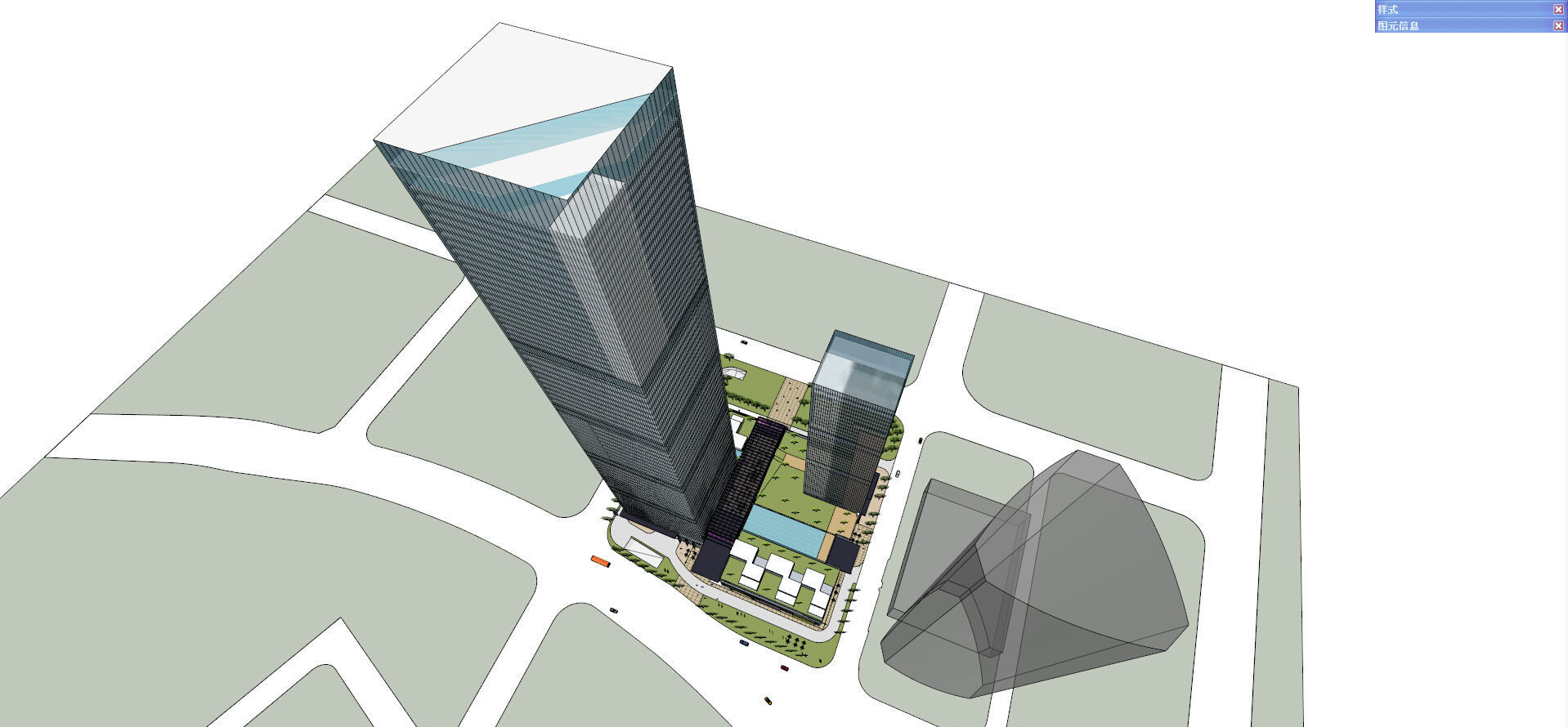 SU Model of Modern Super High rise Office Building Complex 3D model ...