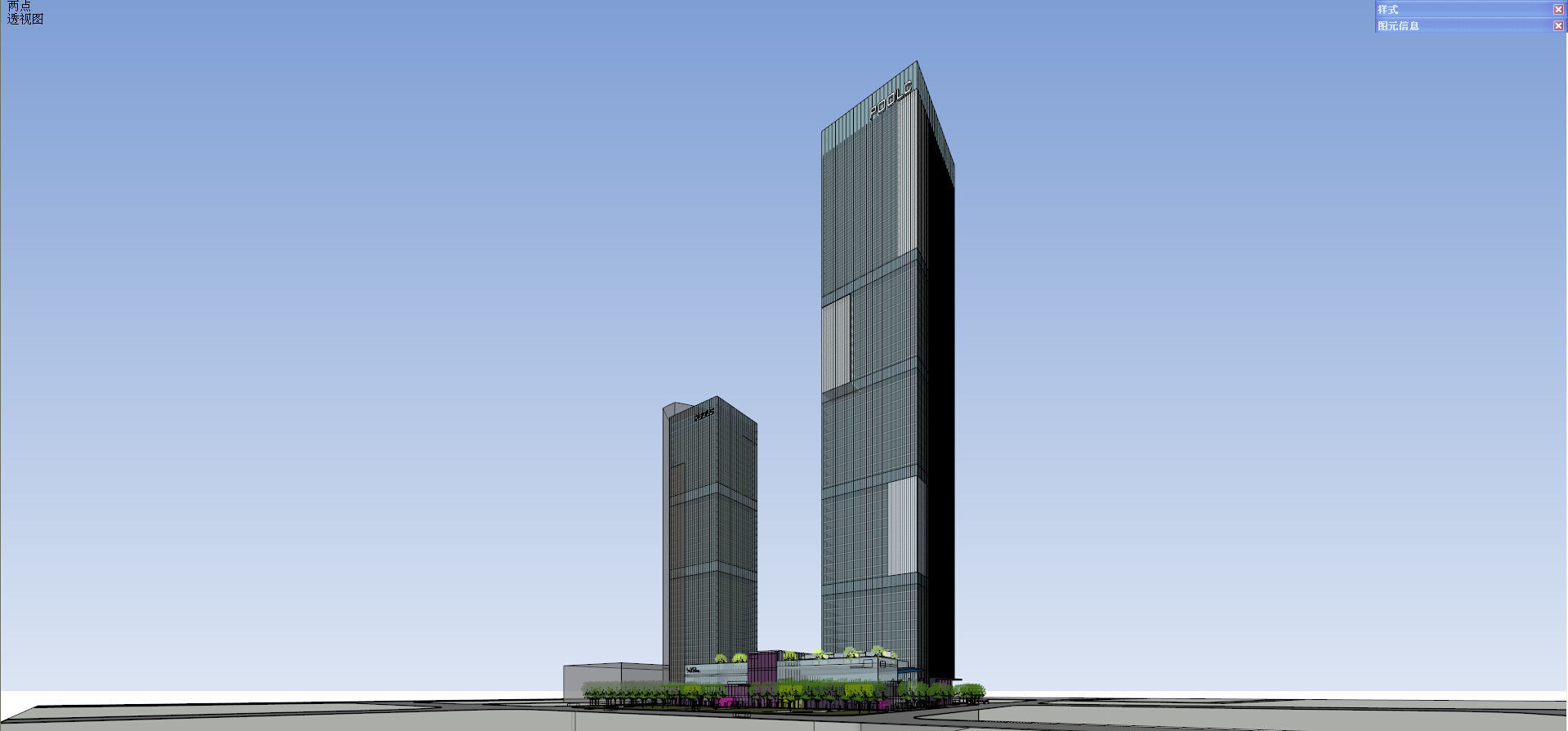 SU Model of Modern Super High rise Office Building Complex 3D model ...