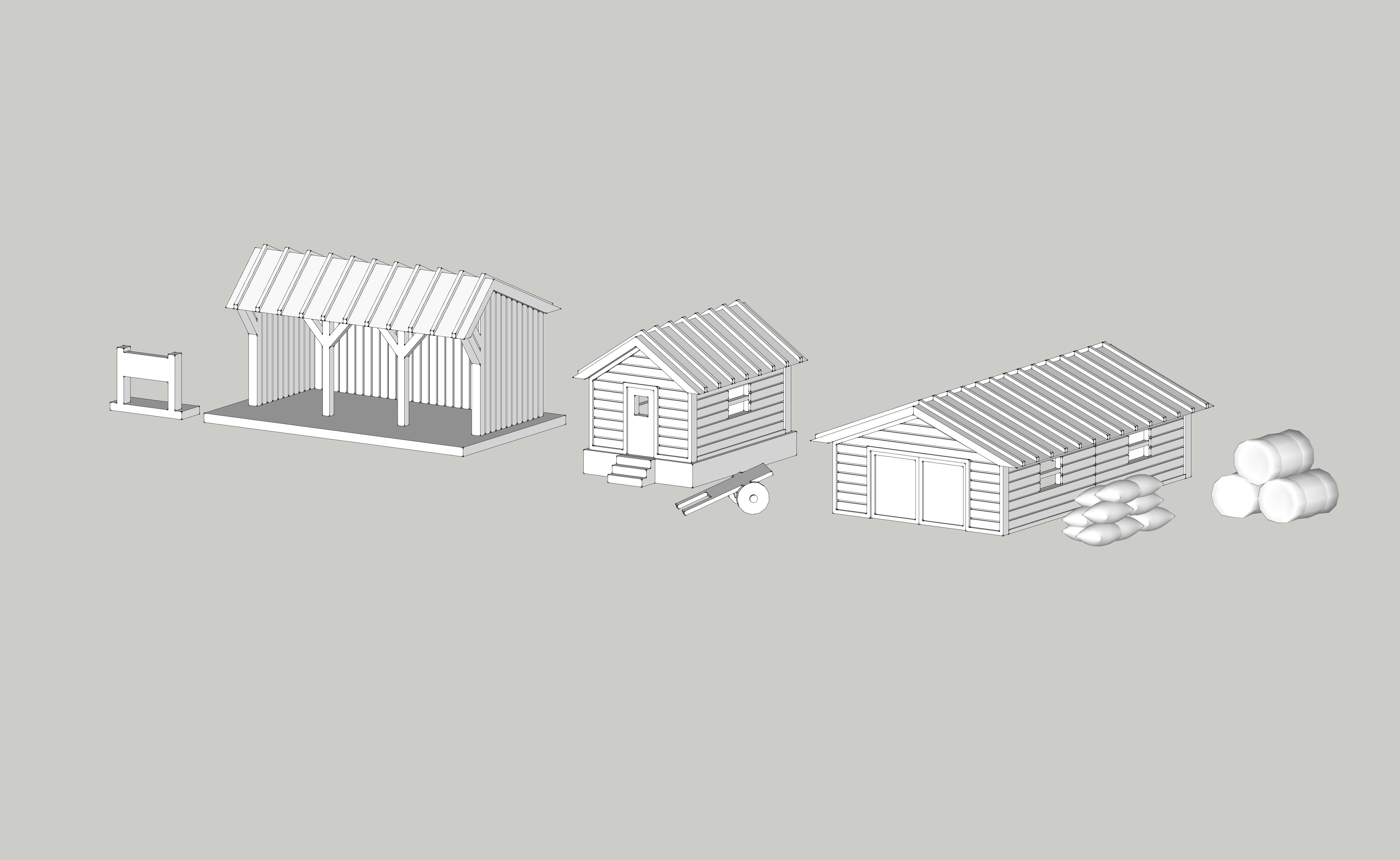3D model Country Farm House Shed Cottage Set by Outland Models VR / AR ...