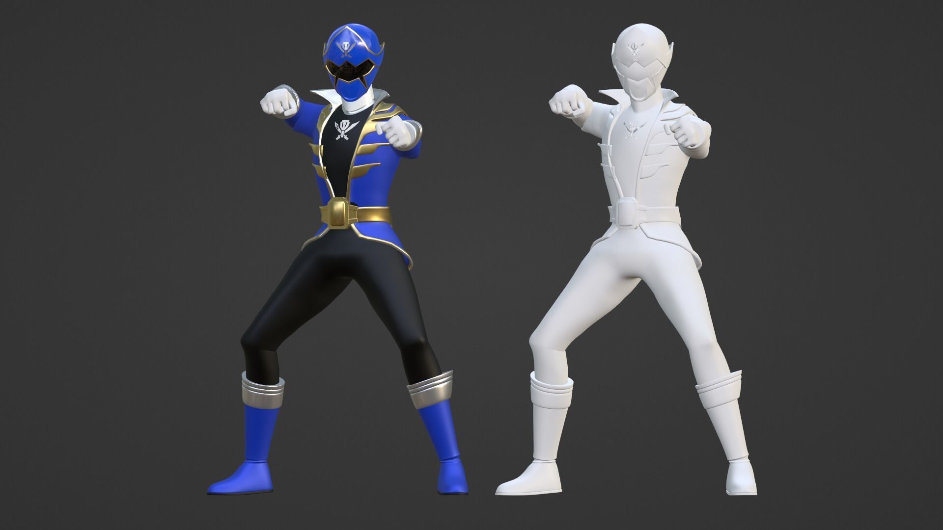 Blue Pirate Ranger - Power Rangers Pirates 3D model rigged | CGTrader