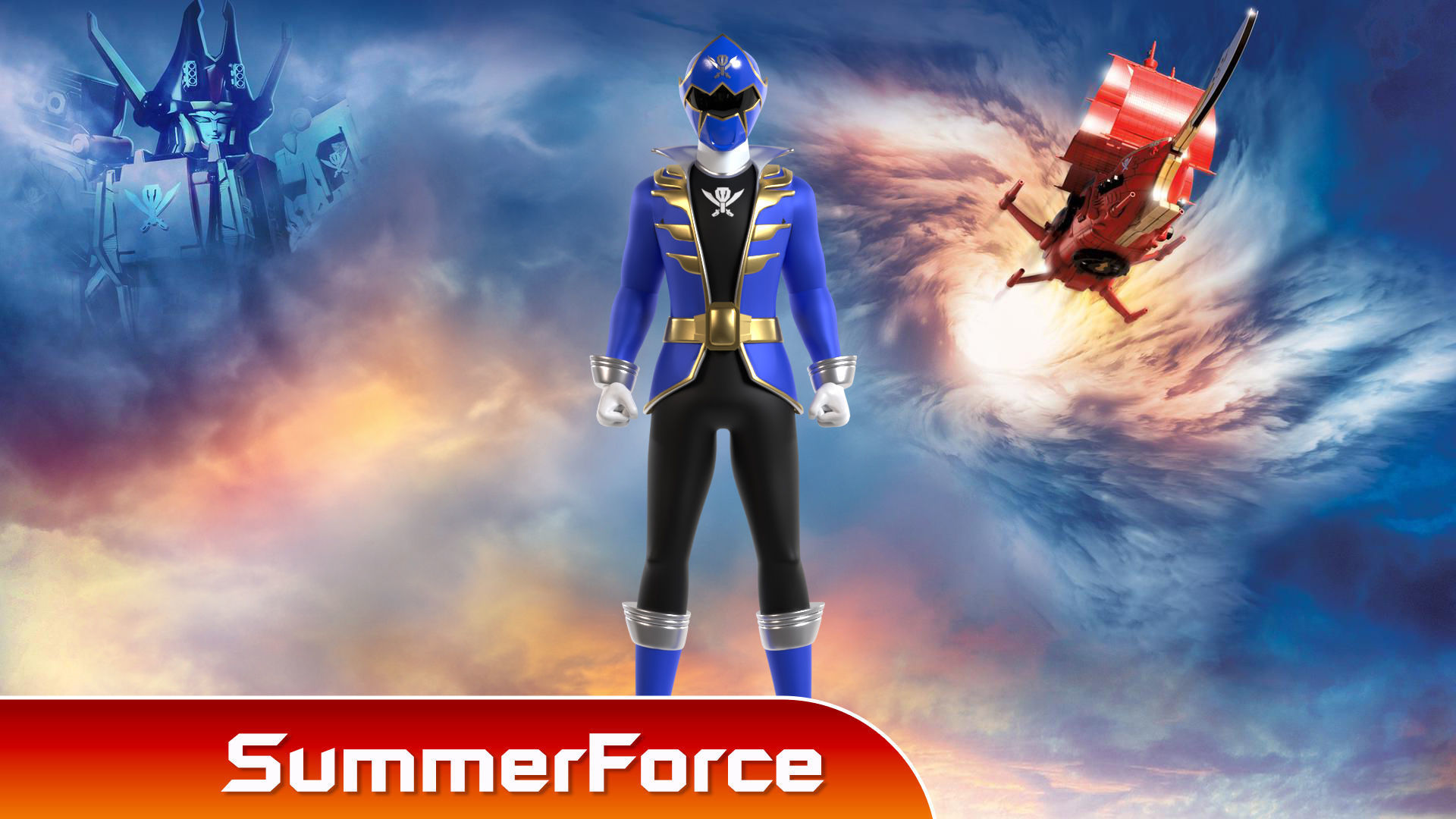 Blue Pirate Ranger - Power Rangers Pirates 3D model rigged | CGTrader