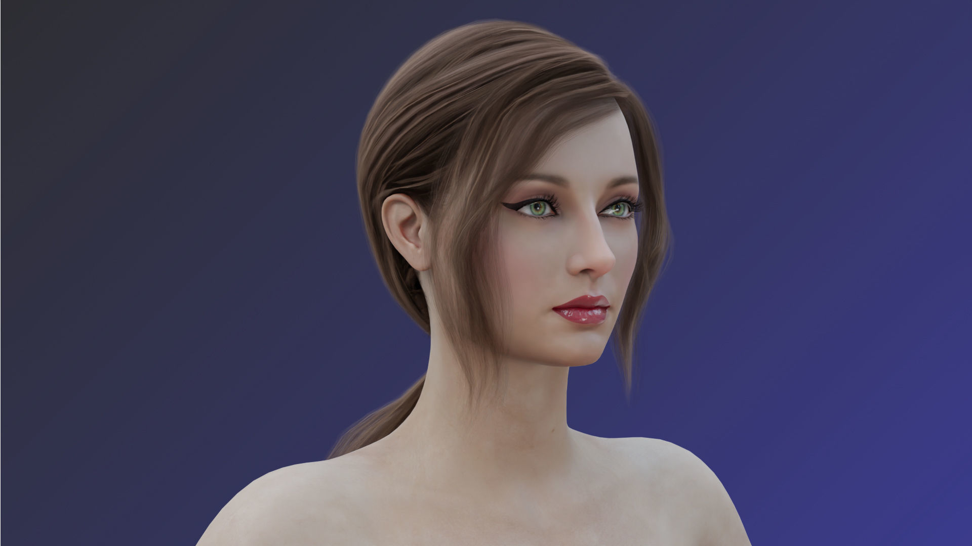 3D model Pretty Actress Sophie Turner with Long Curtain Bangs Hair VR ...