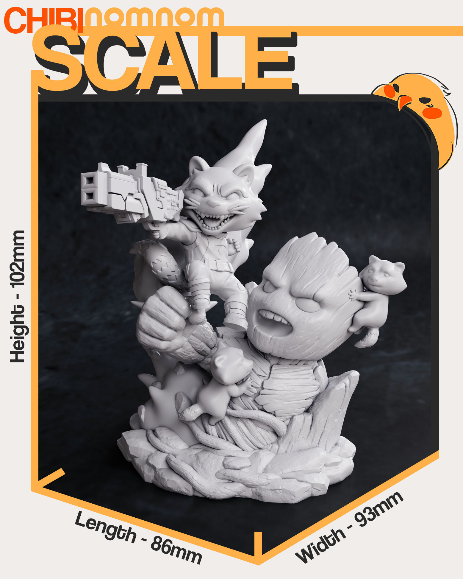 Chibi Rocket from Guardians of the Galaxy 3D model 3D printable | CGTrader