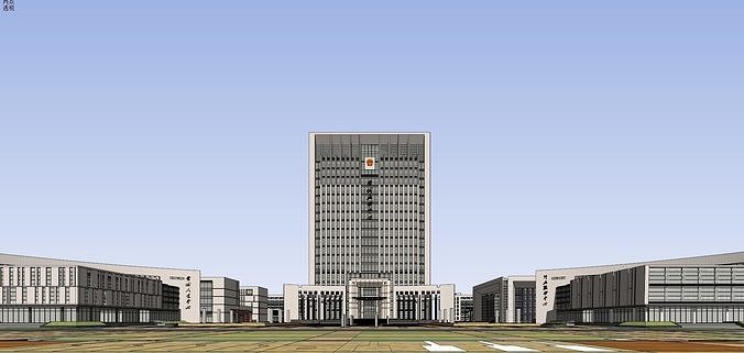 SU model of office building in modern administrative center 3D model ...