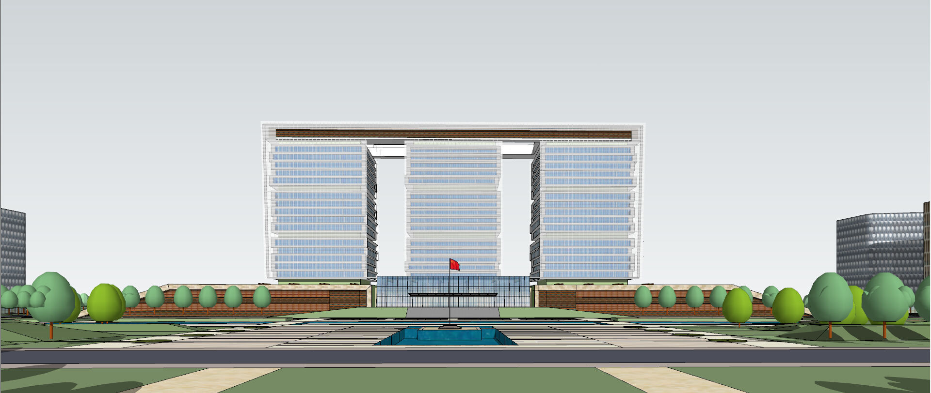 SU model of civic center square and government office building 3D model ...