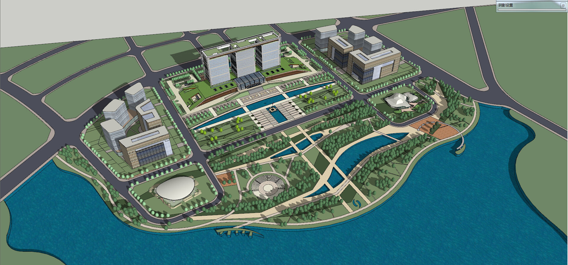 SU model of civic center square and government office building 3D model ...