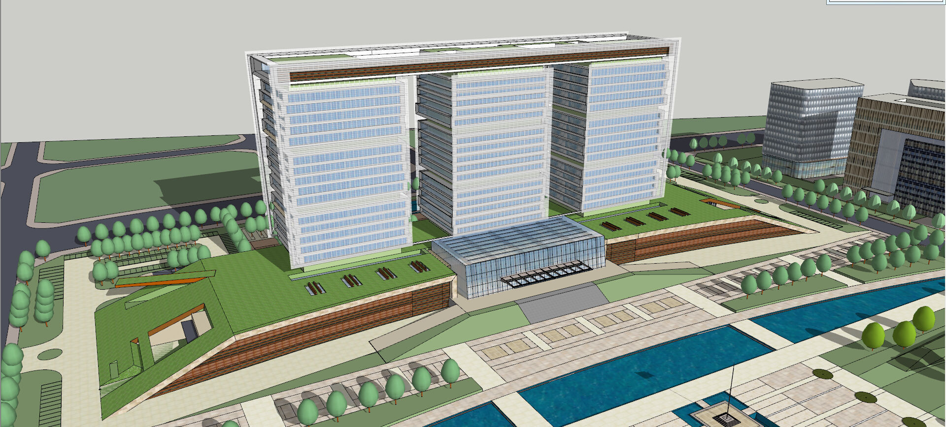 SU model of civic center square and government office building 3D model ...