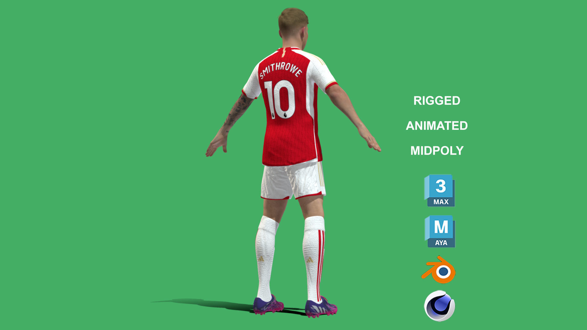 3D Rigged Emile Smith Rowe EPL 2024 3D model animated rigged | CGTrader