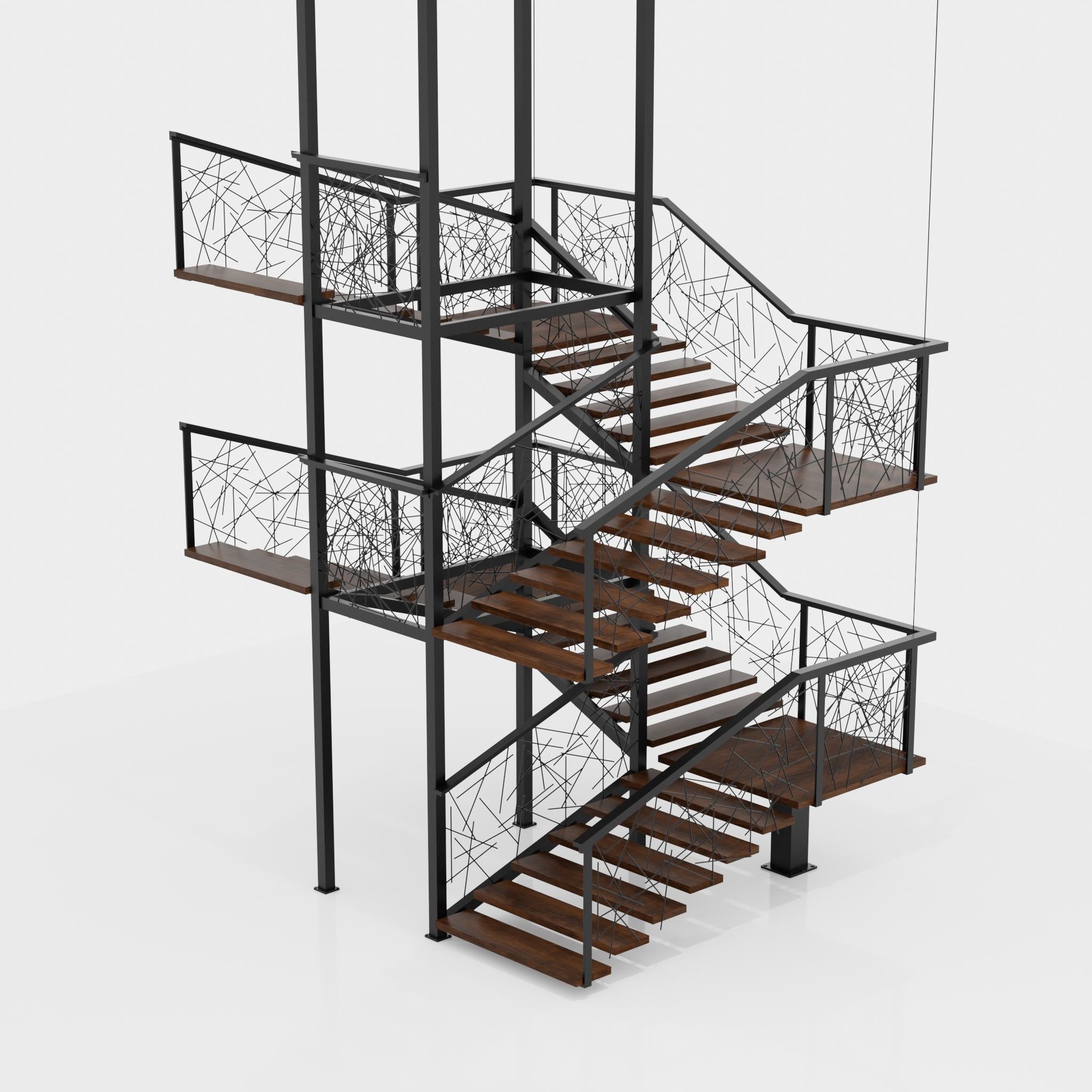 Modern U Stairs 3D model | CGTrader