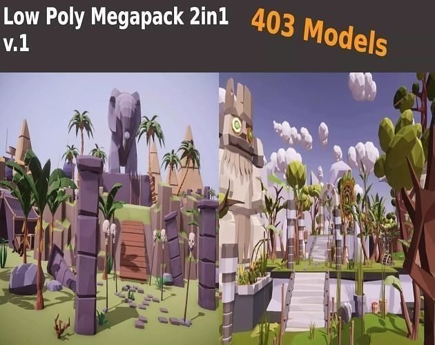 3D model Low Poly Megapack 2in1 v1 - Unity VR / AR / low-poly | CGTrader