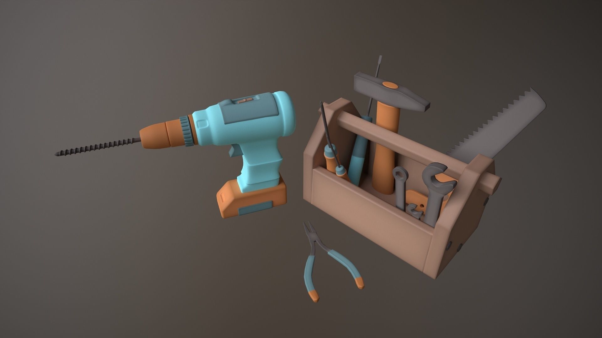 3D model Cartoon Toolbox Set 3D Low-poly model VR / AR / low-poly | CGTrader