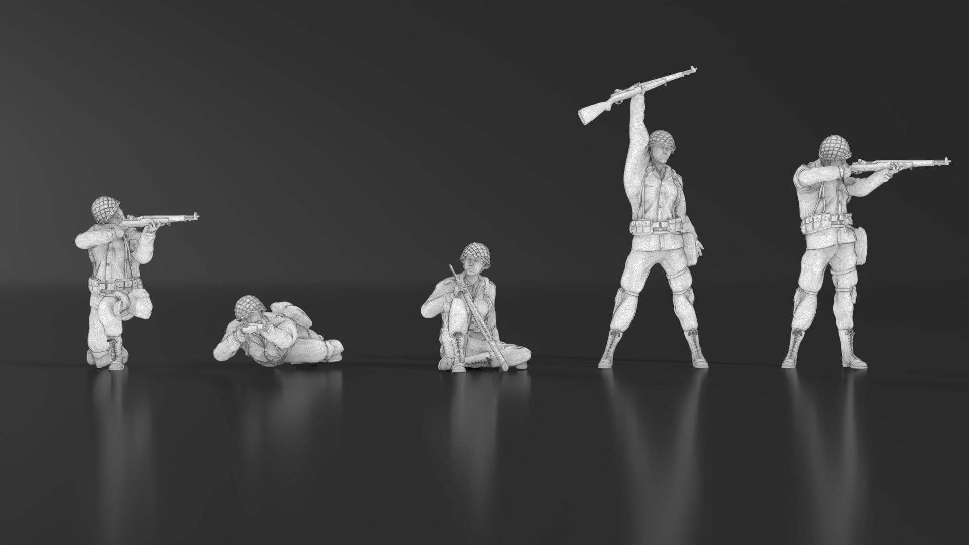 WWII Soldier Set 11 3D model 3D printable | CGTrader