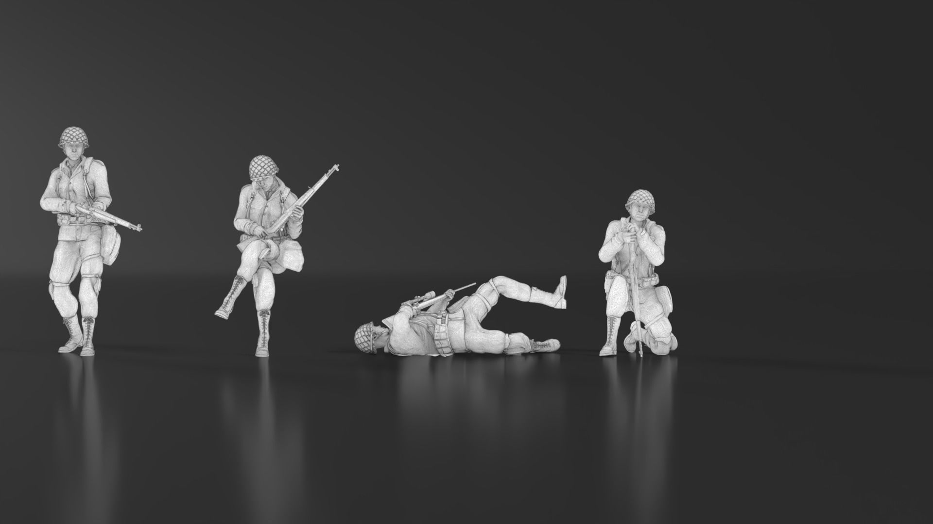 WWII Soldier Set 11 3D model 3D printable | CGTrader