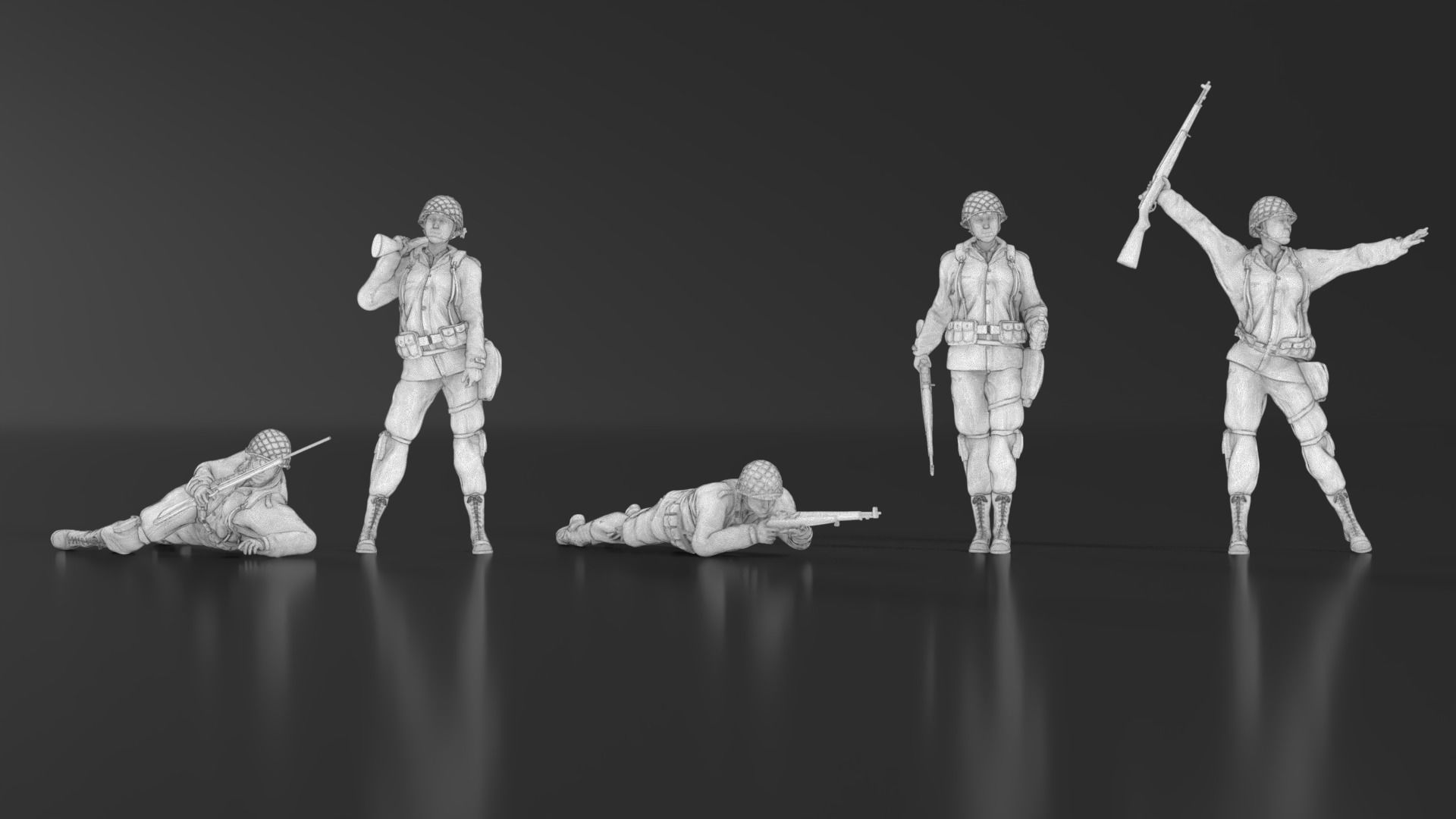 WWII Soldier Set 11 3D model 3D printable | CGTrader