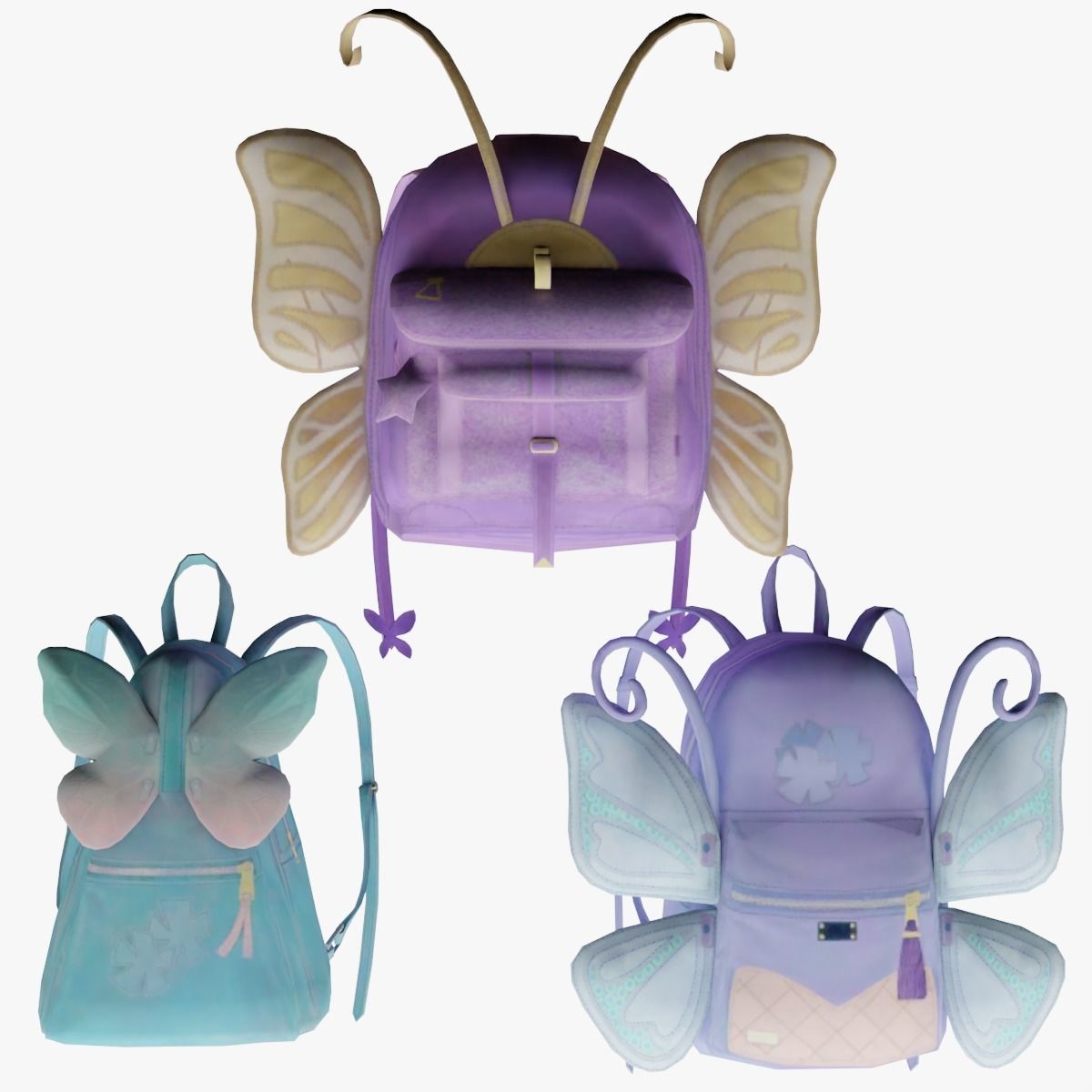 Bag 3x Butterfly Wings Backpack 3D model | CGTrader