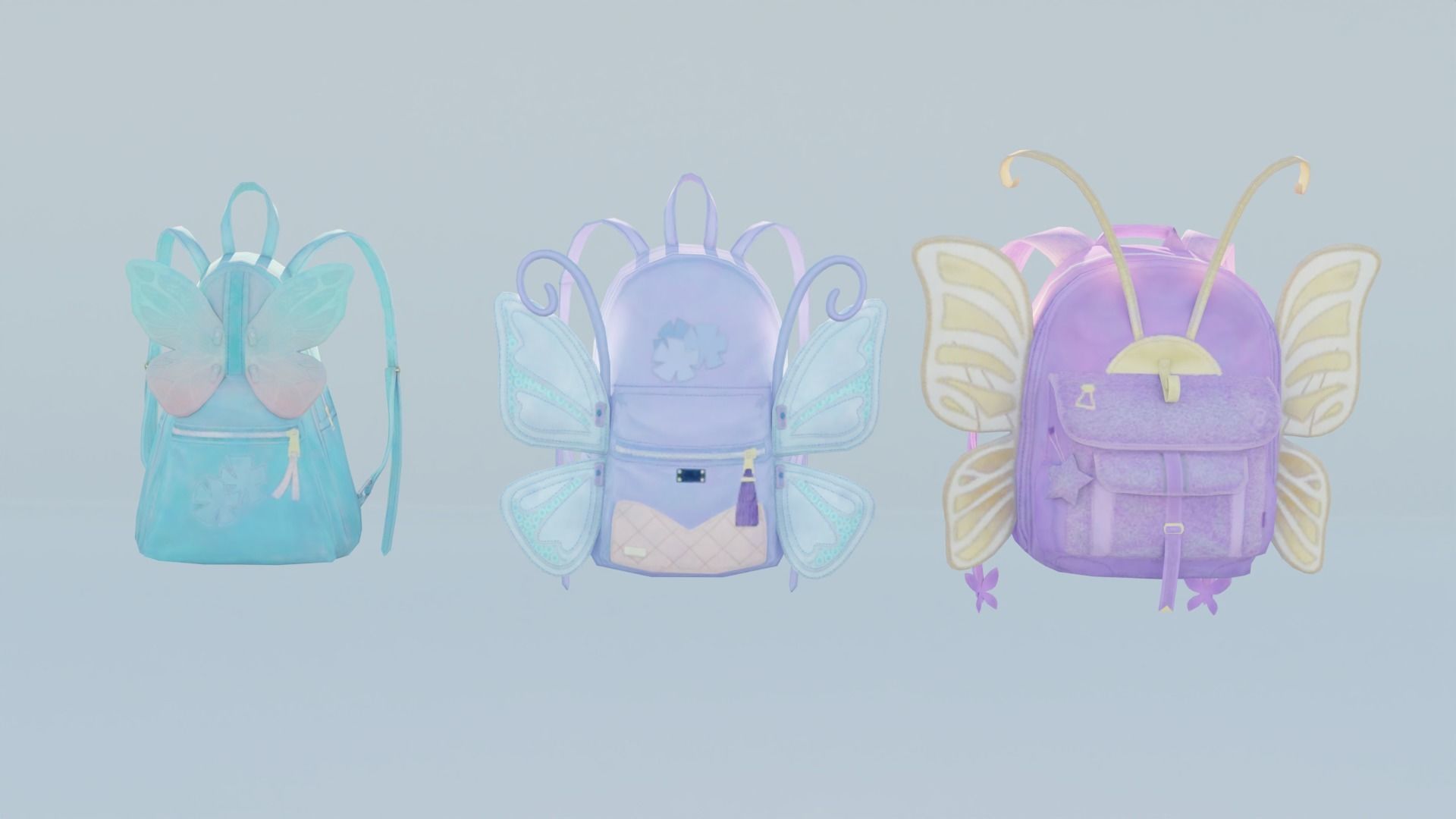 Bag 3x Butterfly Wings Backpack 3D model | CGTrader
