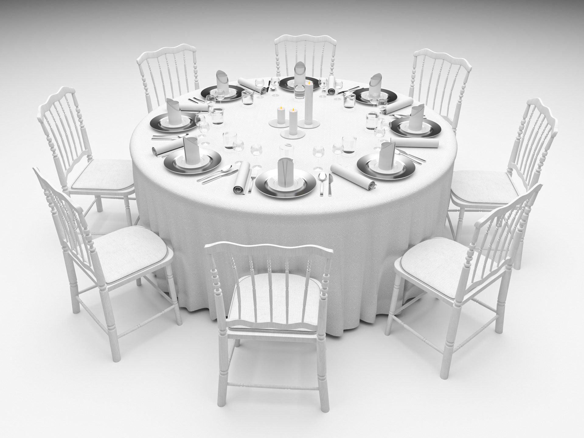 Wedding Hall Banquet Table 3D model | CGTrader