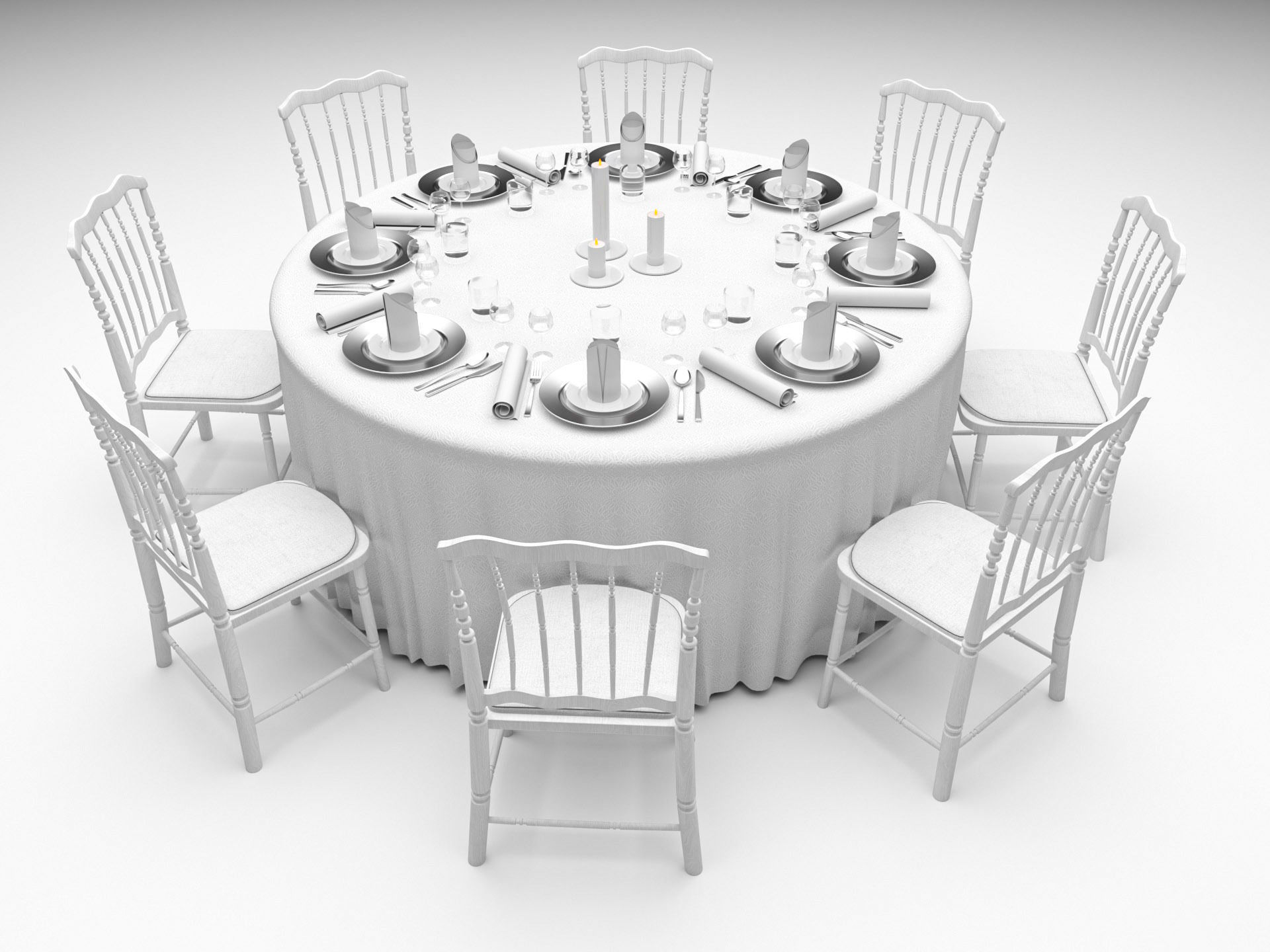 Wedding Hall Banquet Table 3D model | CGTrader
