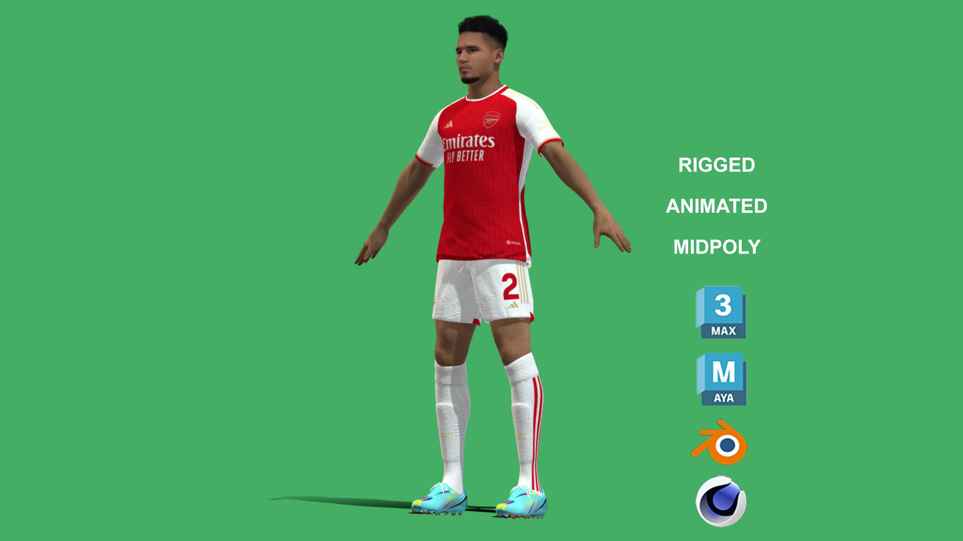3D Rigged William Saliba EPL 2024 3D model animated rigged | CGTrader