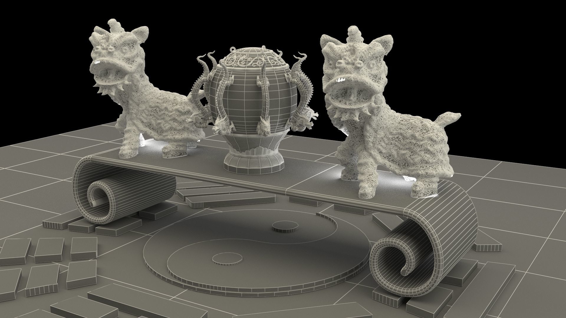 Chinese lion dance figure 3D model | CGTrader