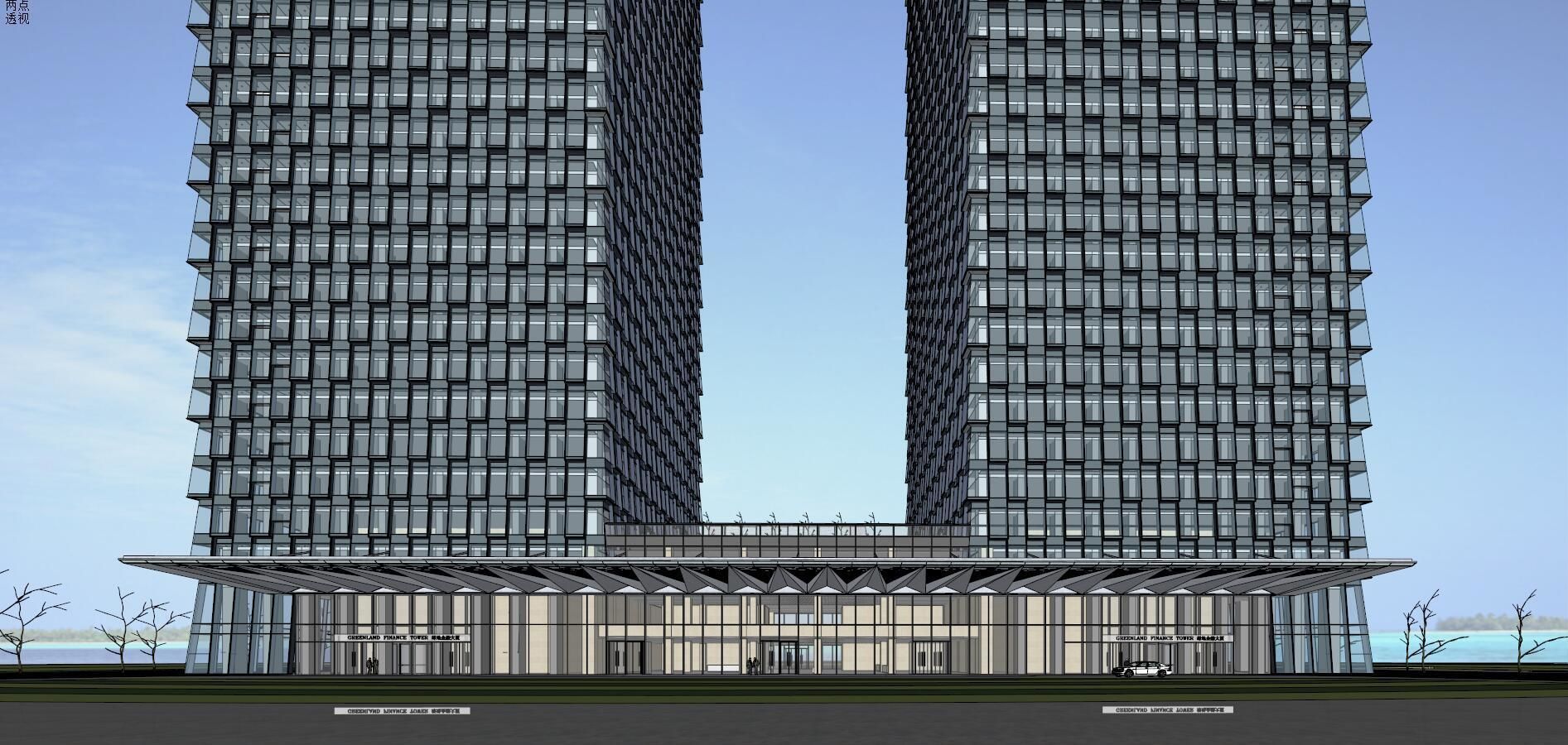 SU model of green space super high-rise office building 3D model | CGTrader
