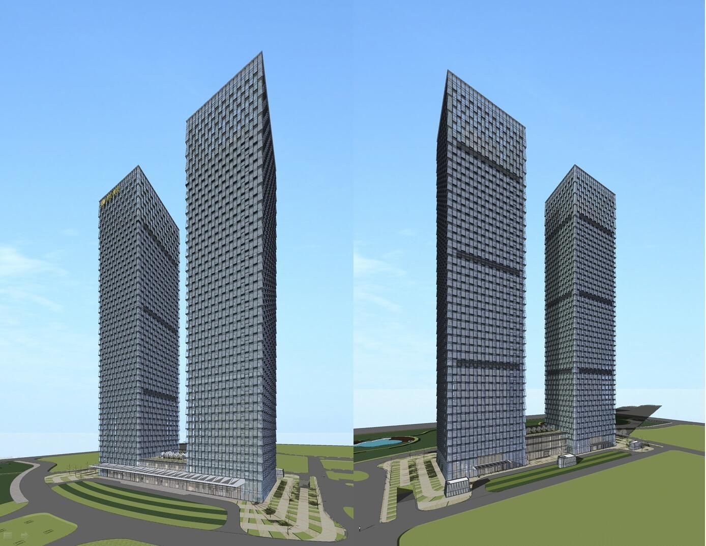 SU model of green space super high-rise office building 3D model | CGTrader