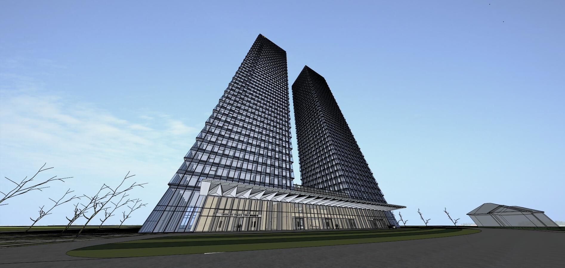 SU model of green space super high-rise office building 3D model | CGTrader