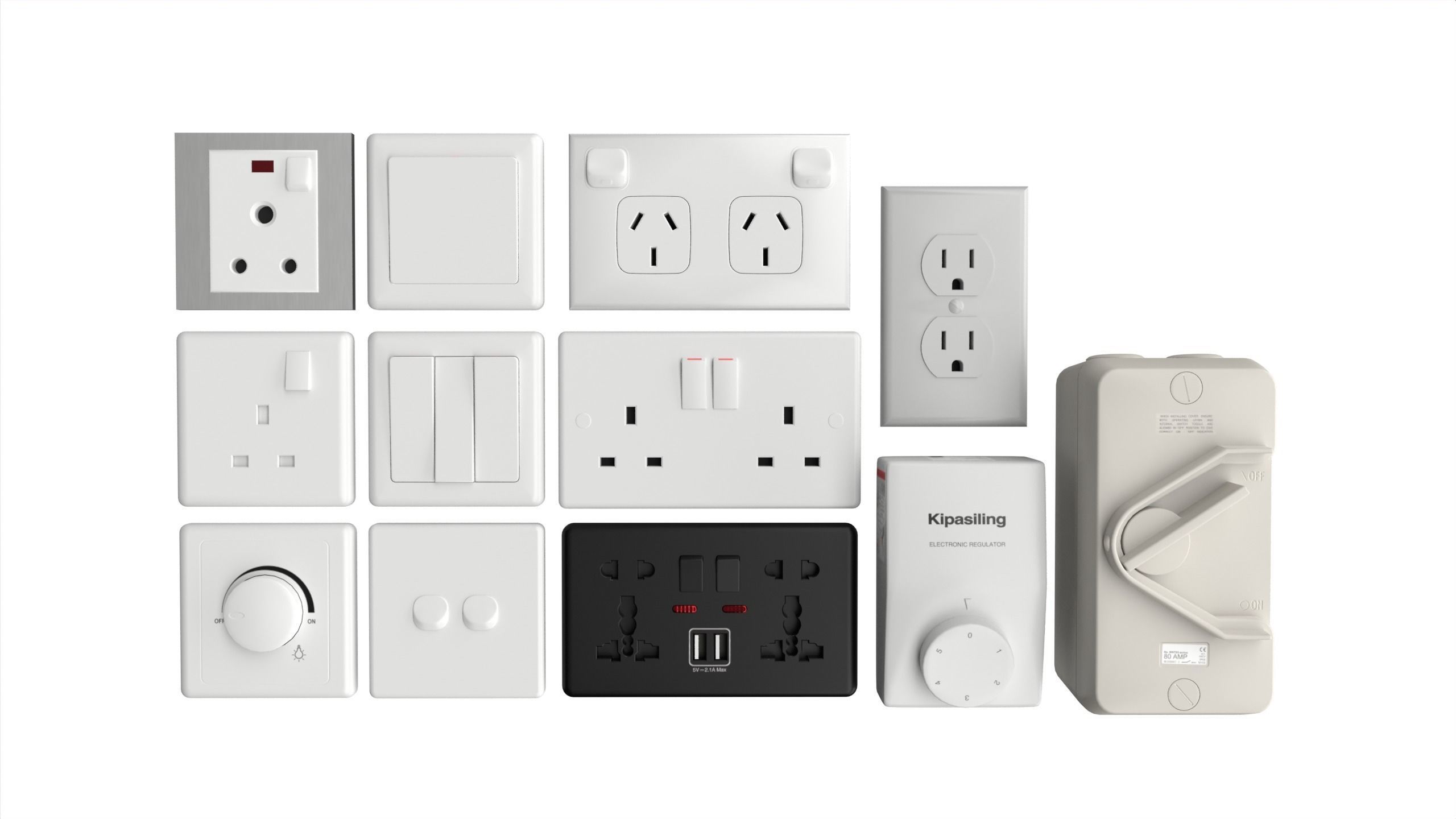 3D model Electrical wall socket and switches VR / AR / low-poly | CGTrader