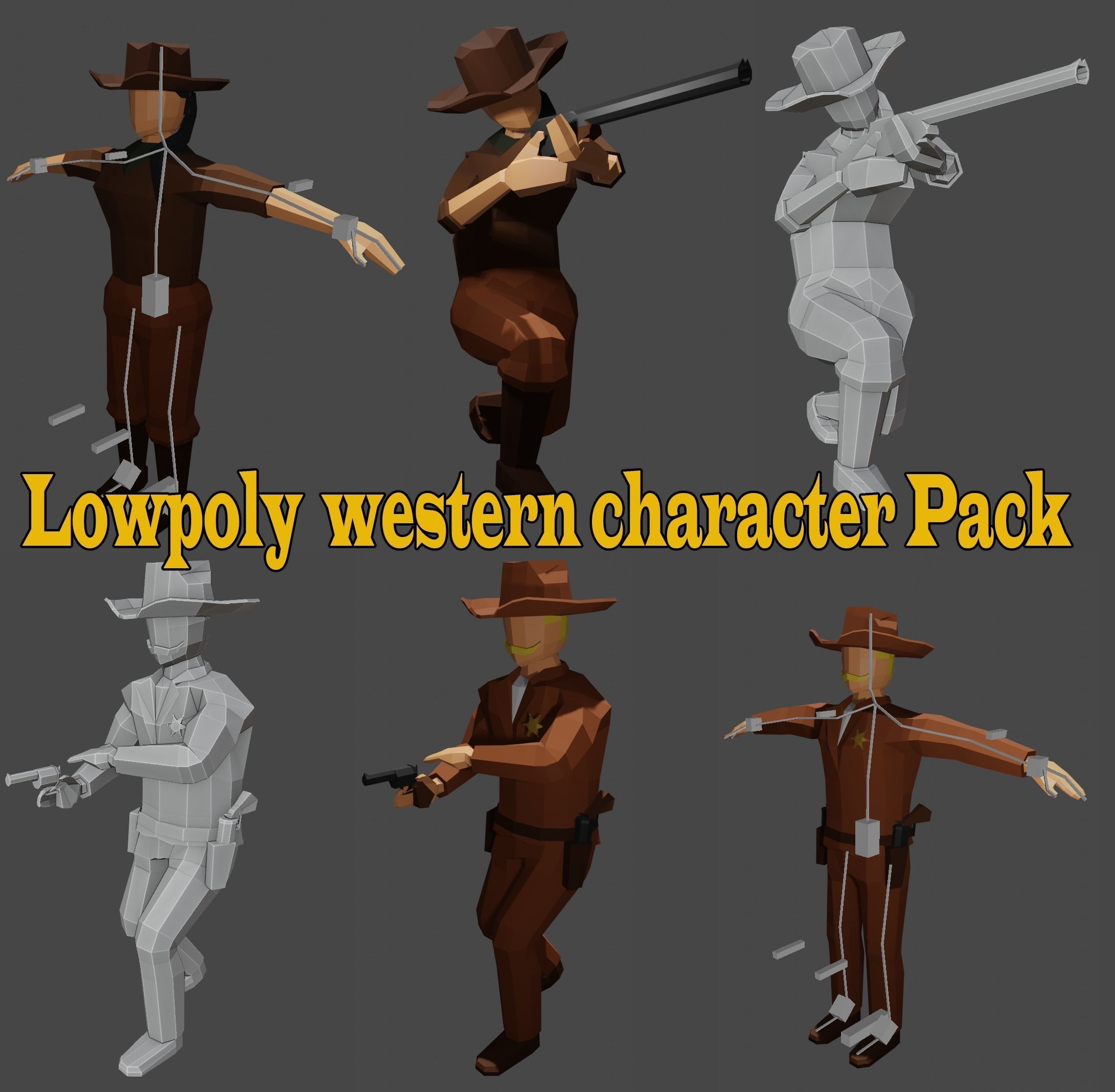 3D model Low poly western character Pack VR / AR / low-poly | CGTrader