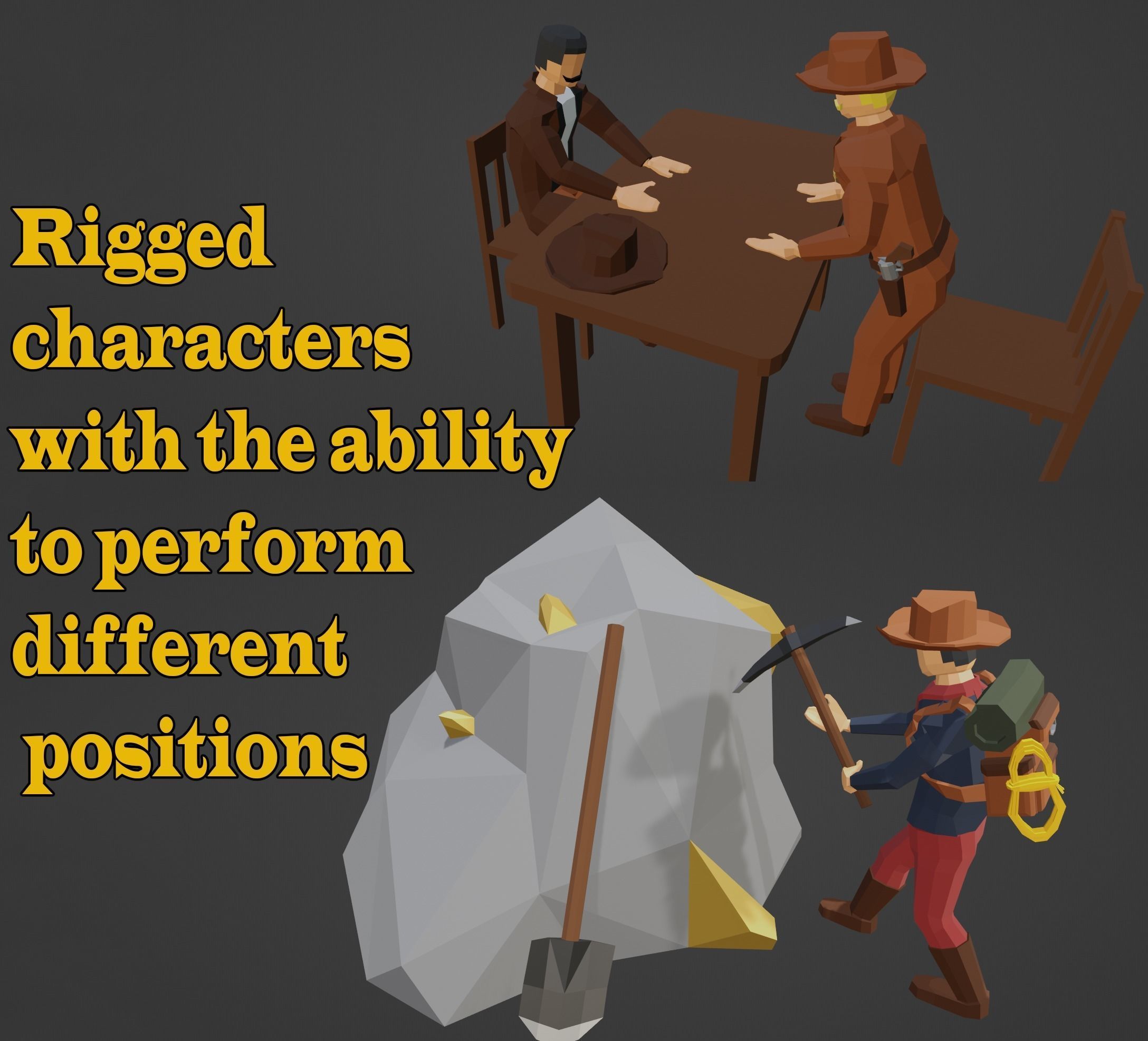 3D model Low poly western character Pack VR / AR / low-poly | CGTrader
