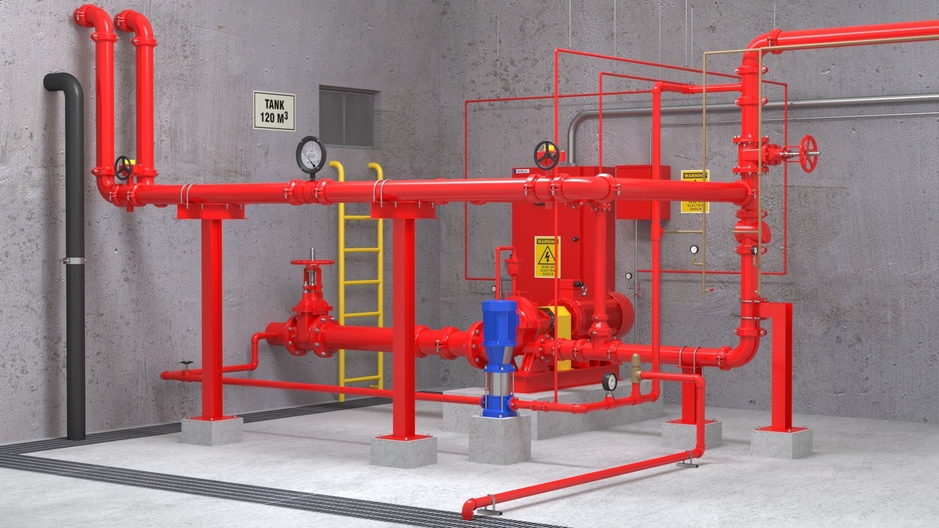 Fire Pump Room - v2 3D model | CGTrader