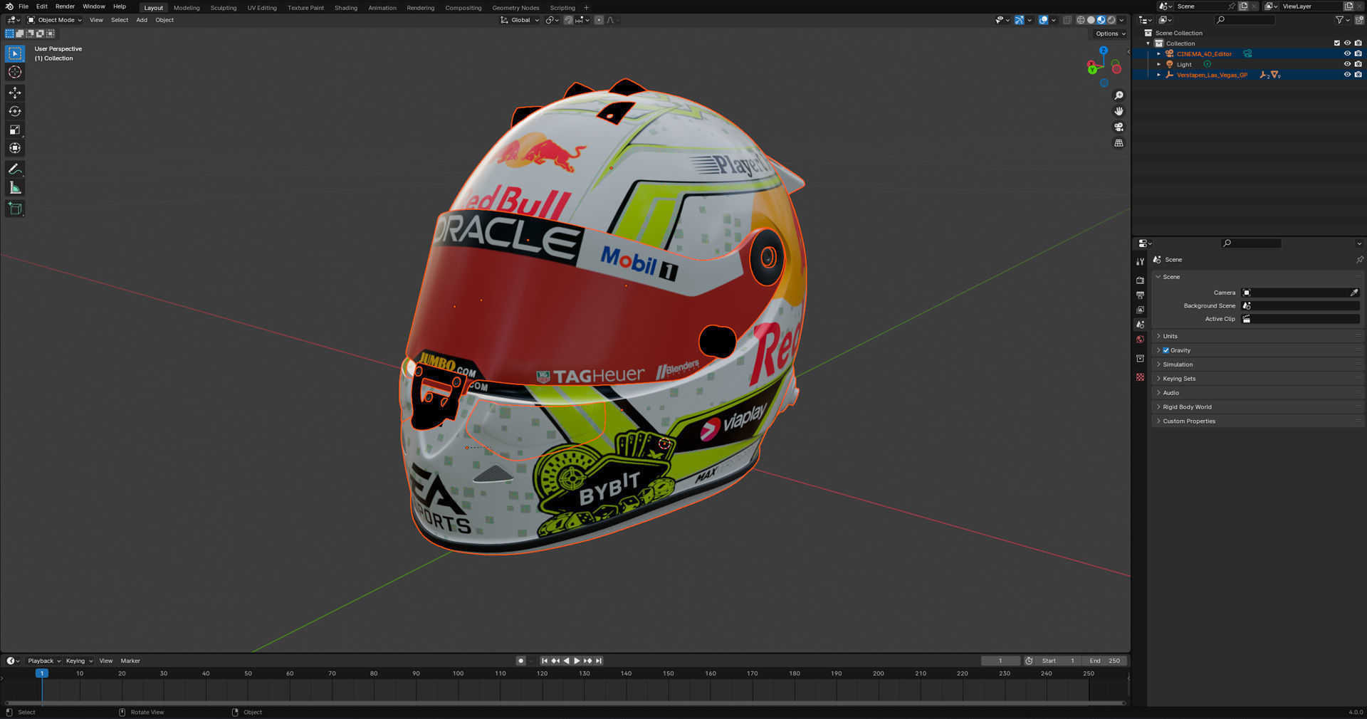 3D model F1 Max Verstappen Helmet Las Vegas 2023 VR / AR / low-poly | CGTrader