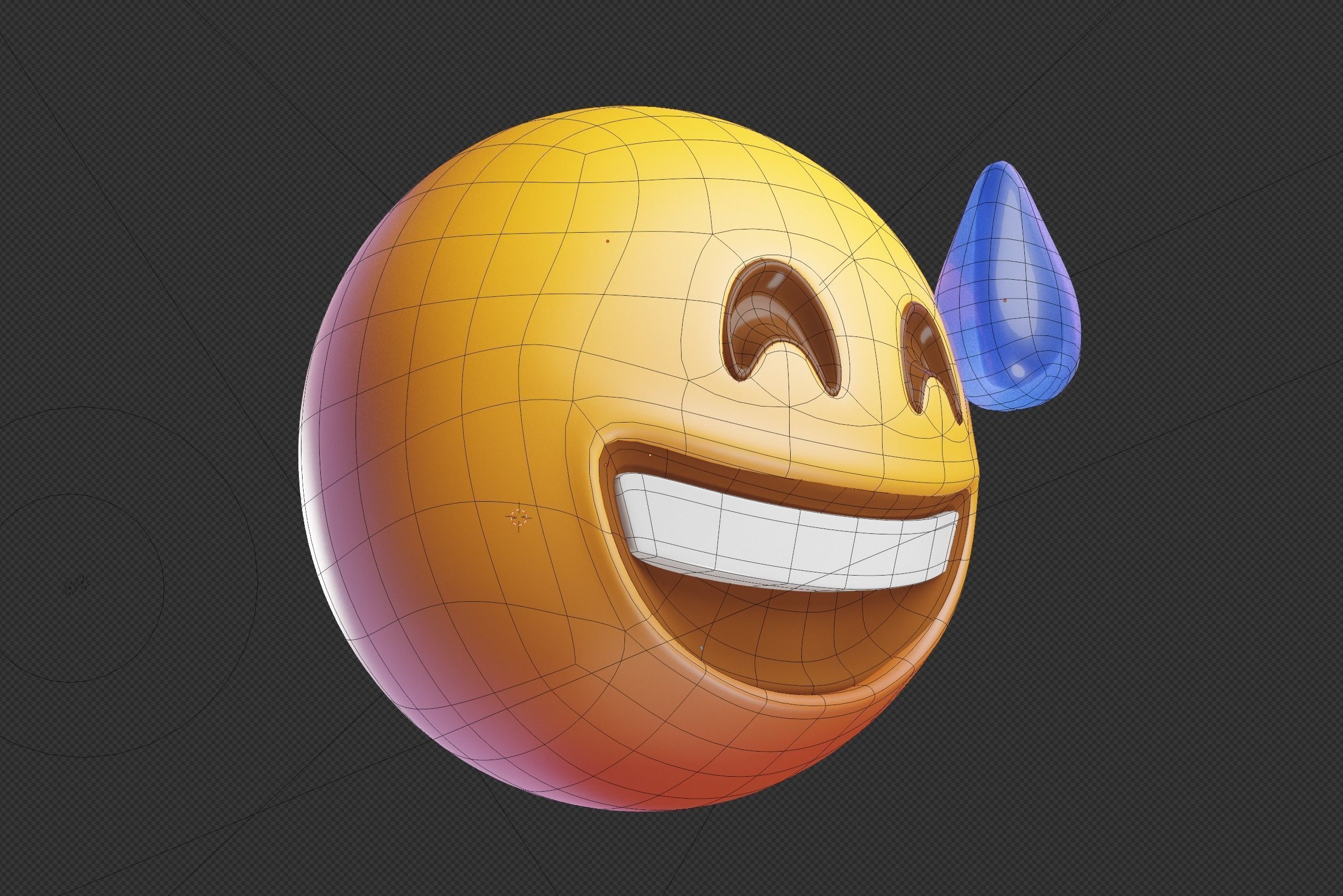 Grinning Face with Sweat Emoji 3D model | CGTrader